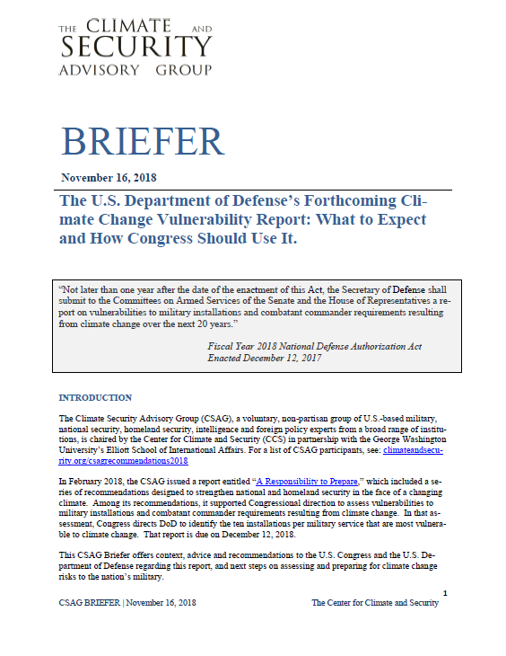 Briefer: The Pentagon’s Forthcoming Climate Report – What to Expect and ...