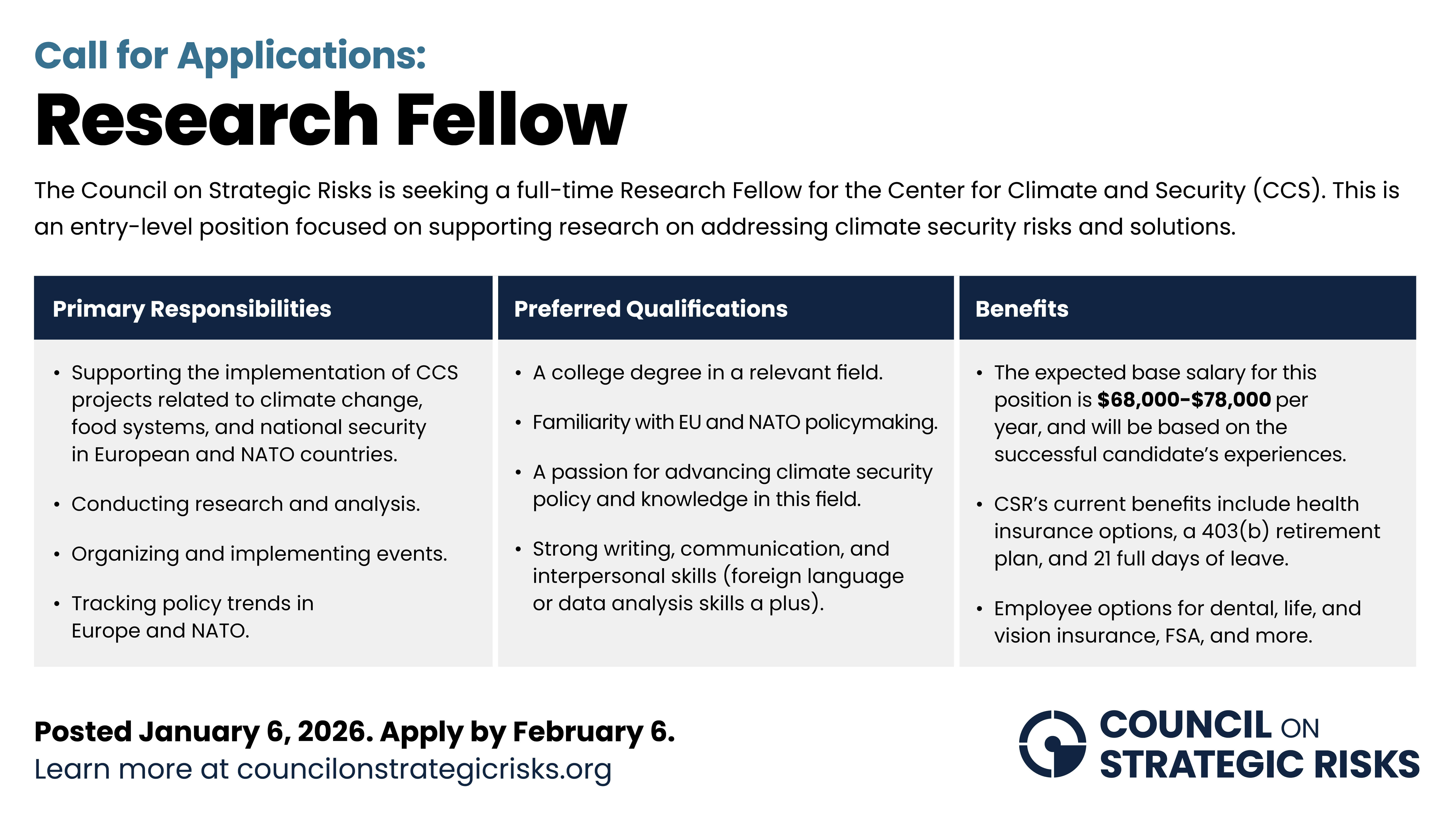 We’re Hiring: Research Fellow for the Center for Climate and Security ...